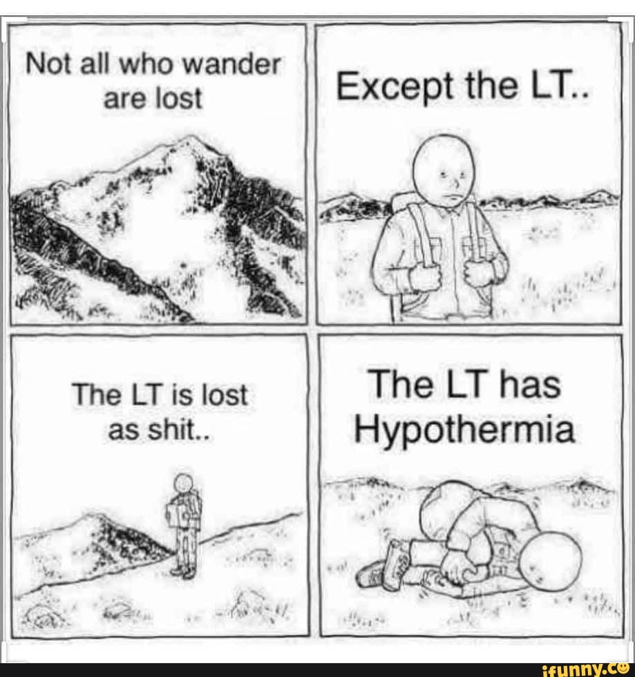 Not all who wander I! Except the LT.. The LT is lost The LT has as shit ...