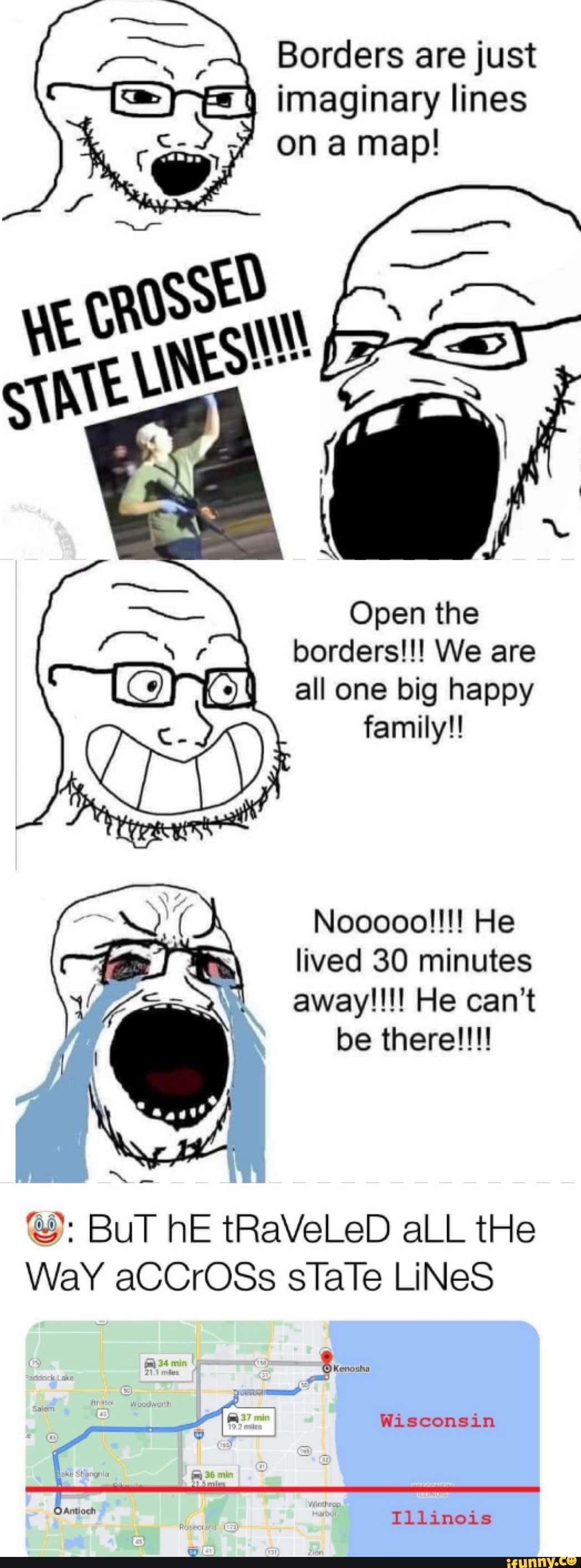 Borders are just imaginary lines on map! Open the borders!!! We are all ...