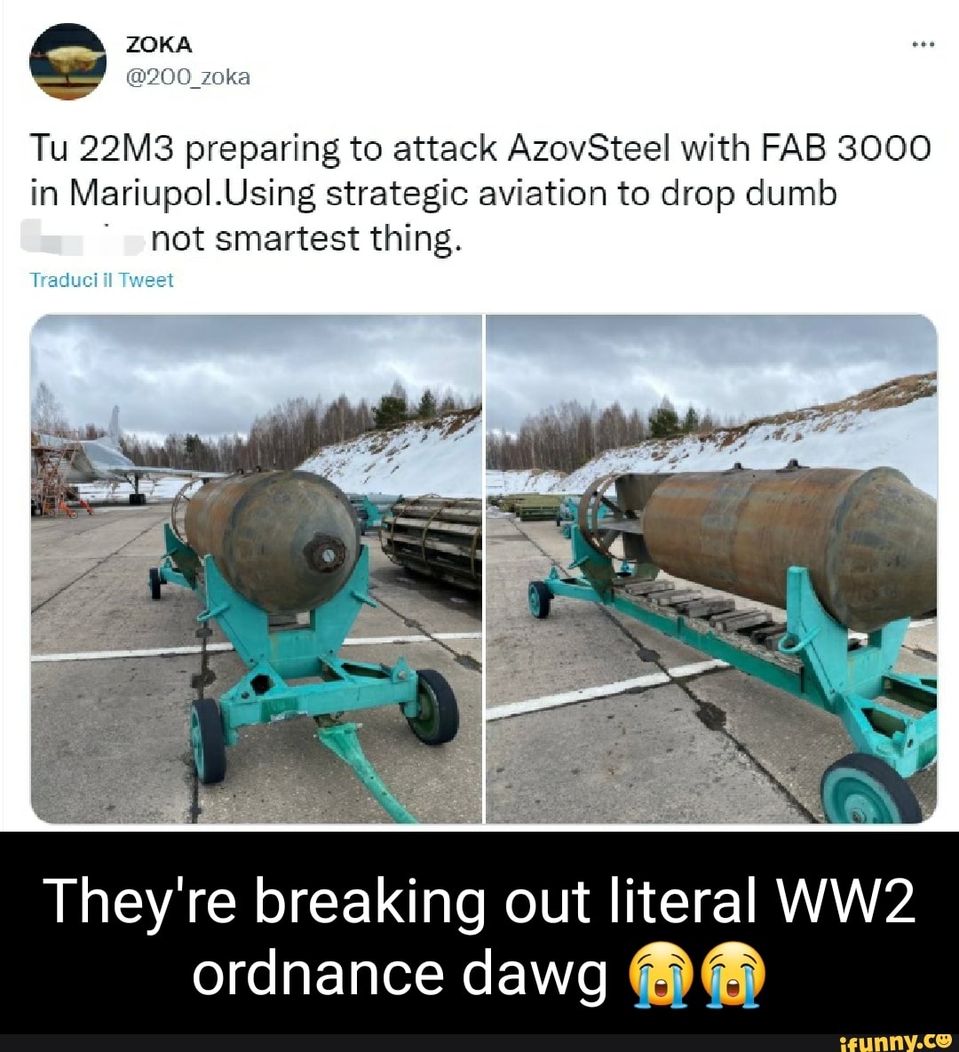 ZOKA @200 zoka Tu 22M3 preparing to attack AzovSteel with FAB 3000 in ...