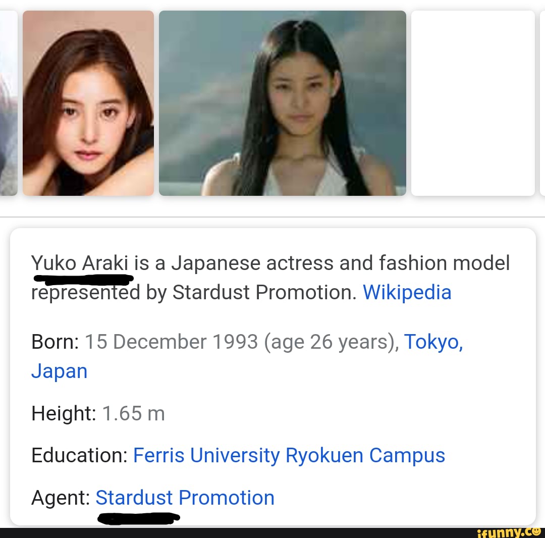 Yuko Araki is a Japanese actress and fashion model by Stardust ...
