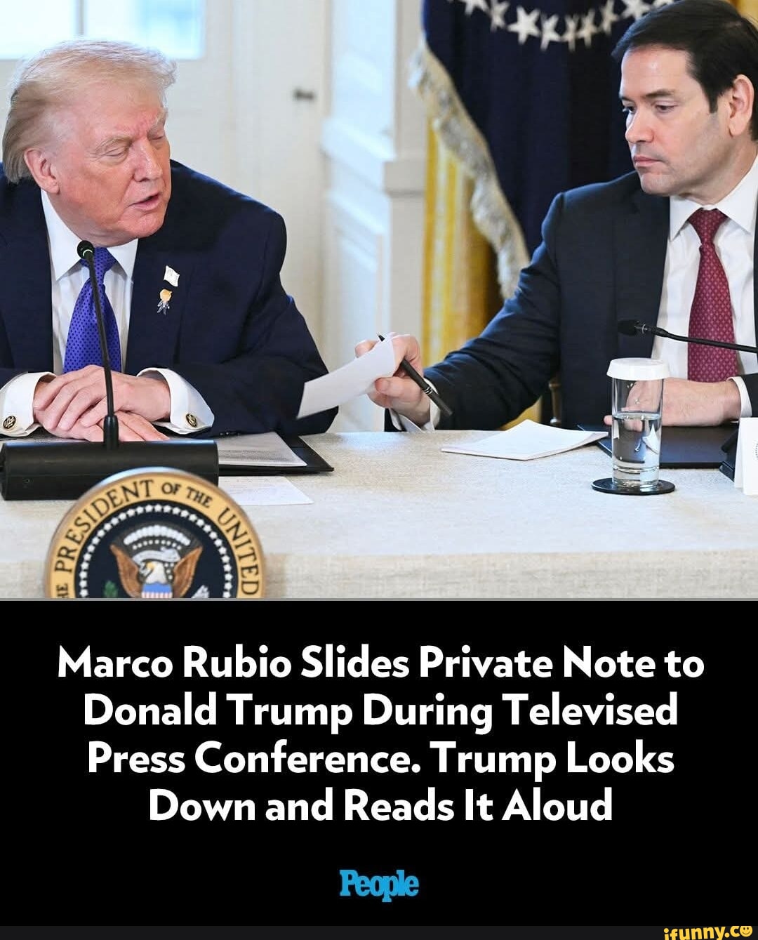 Marco Rubio Slides Private Note to Donald Trump During Televised Press ...