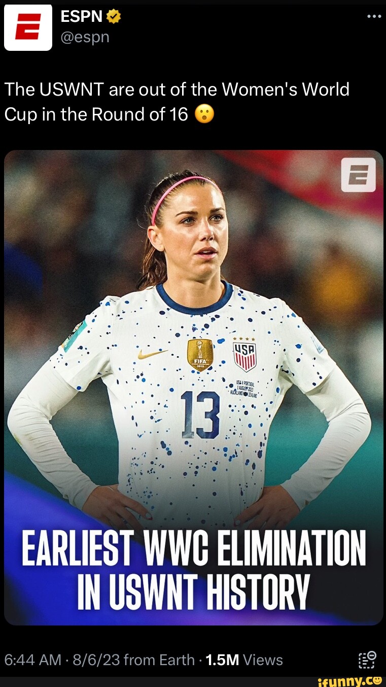 ESPN @espn The USWNT are out of the Women's World Cup in the Round of ...