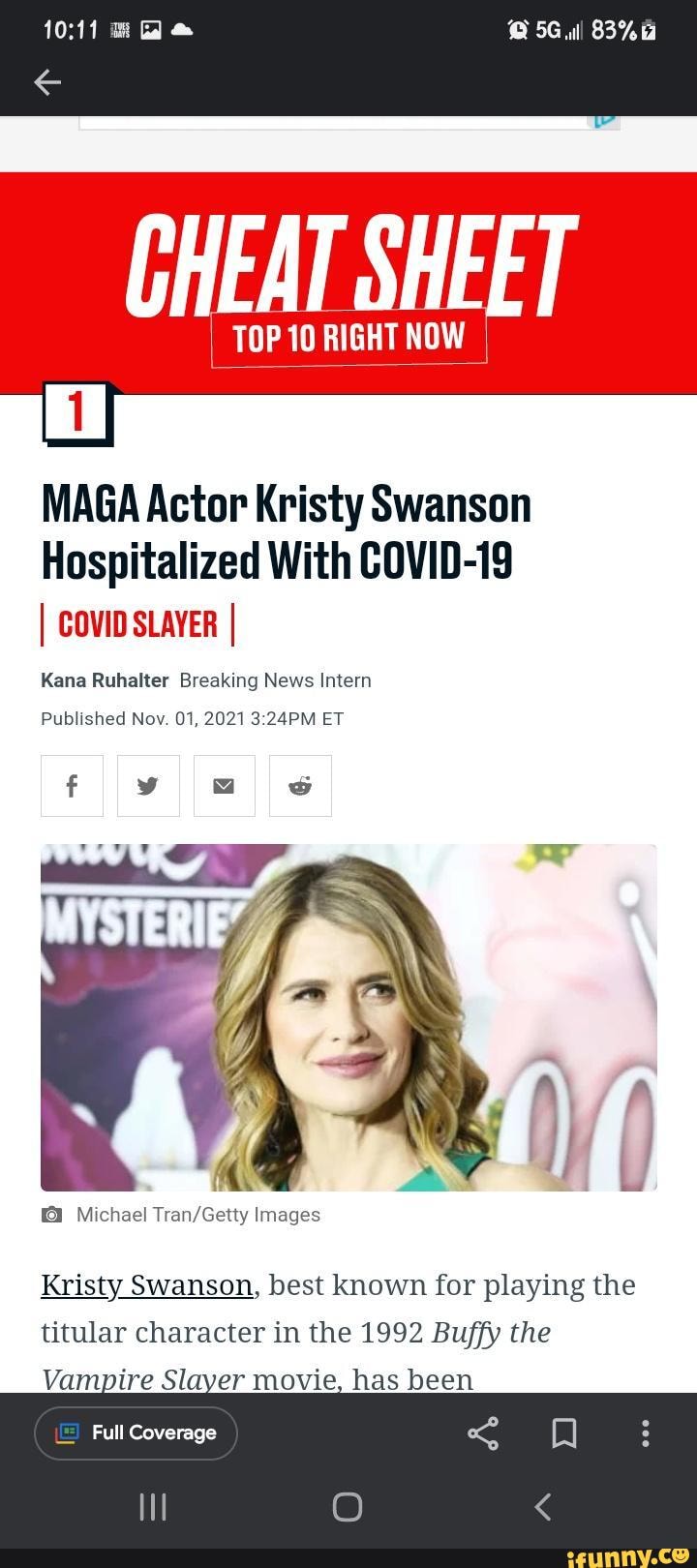 TOP 10 RIGHT NOW MAGA Actor Kristy Swanson Hospitalized With COVID-19 I ...