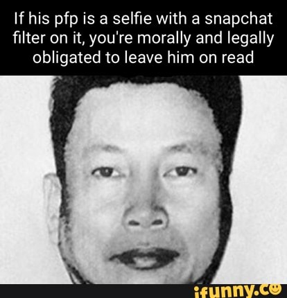 If his pfp is a selfie with a snapchat filter on it, you're morally and ...