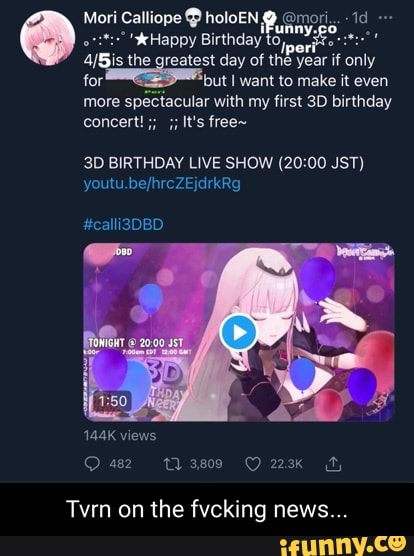 Mori Calliope Holoen Happy Birthday To The Greatest Day Of The Year