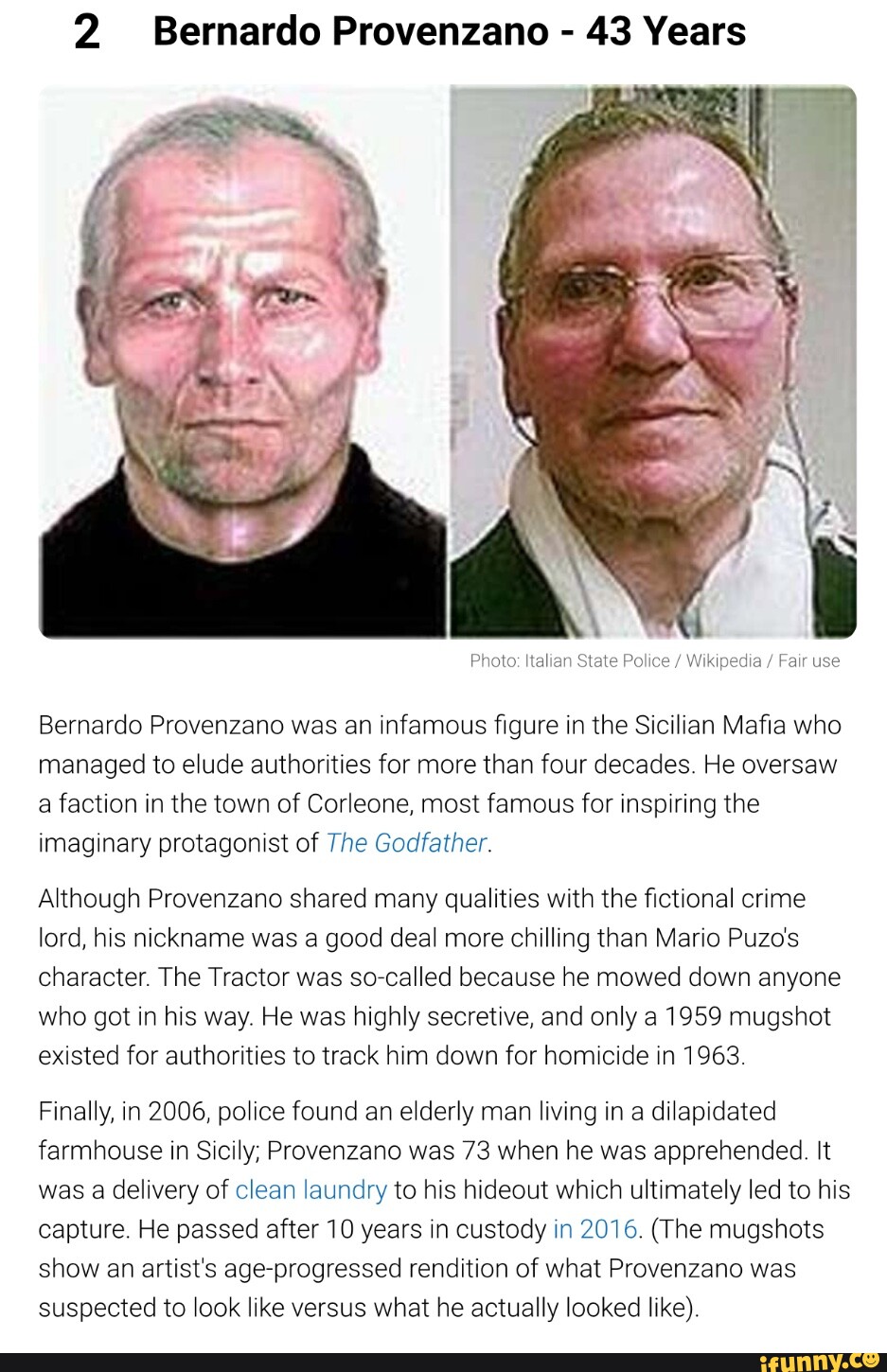 Bernardo Provenzano - 43 Years EN, Photo: Italian State Police ...