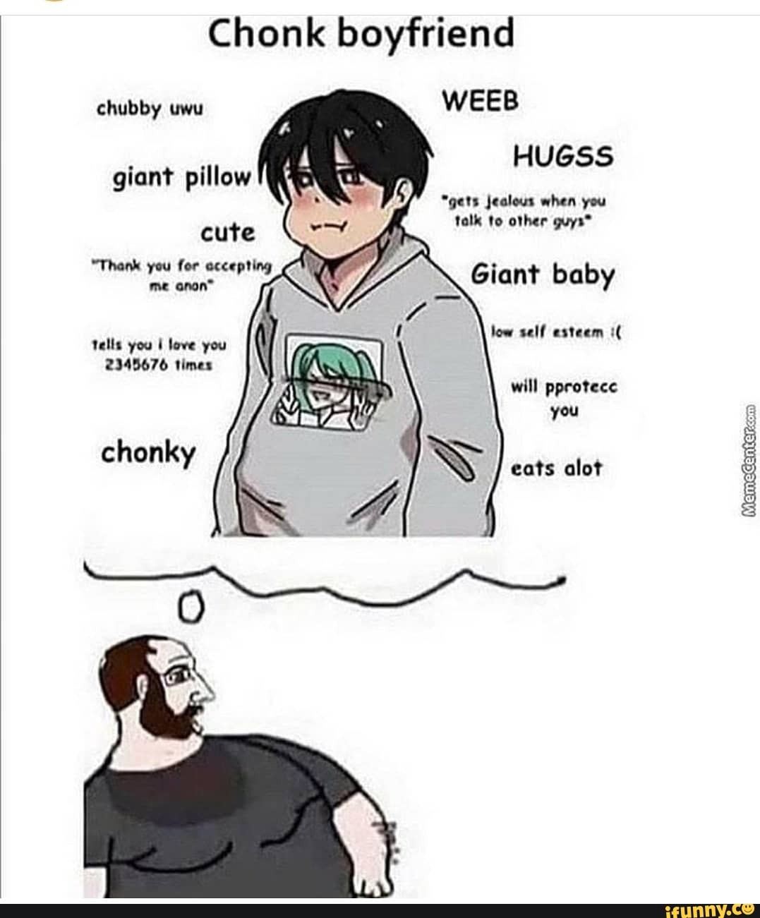 Chonk chubby uwu WEEB HUGSS giant pillow "gets jealous when you cute ...