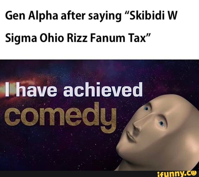 Gen Alpha after saying "Skibidi W Sigma Ohio Rizz Fanum Tax" have ...