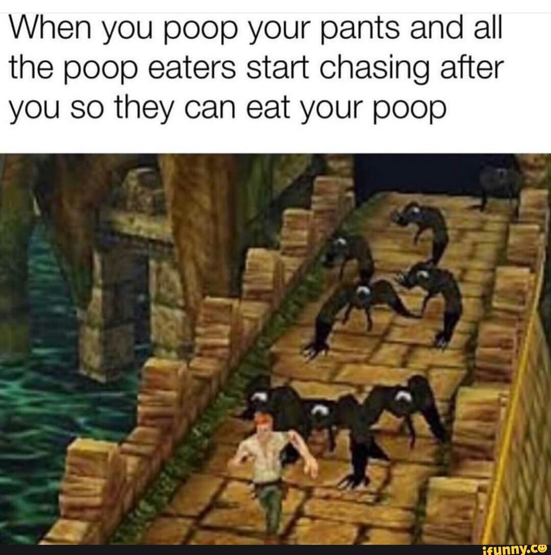 When you poop your pants and all the poop eaters start Chasing after ...