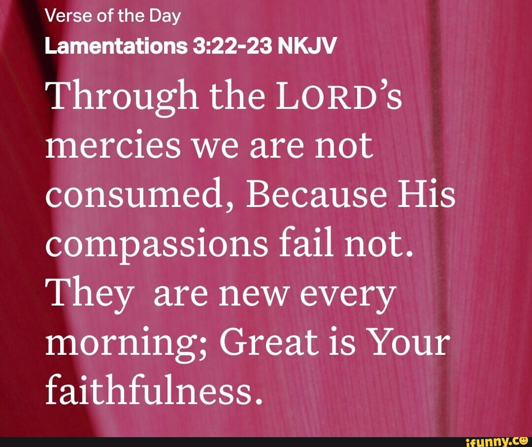 Verse of the Day Lamentations &:22-23 NKJV Through the LORD's mercies ...