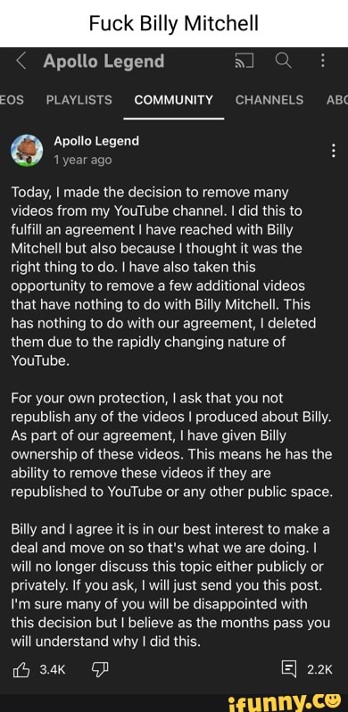 A year ago the youtuber Apollo legend took his own life. Wether he is ...