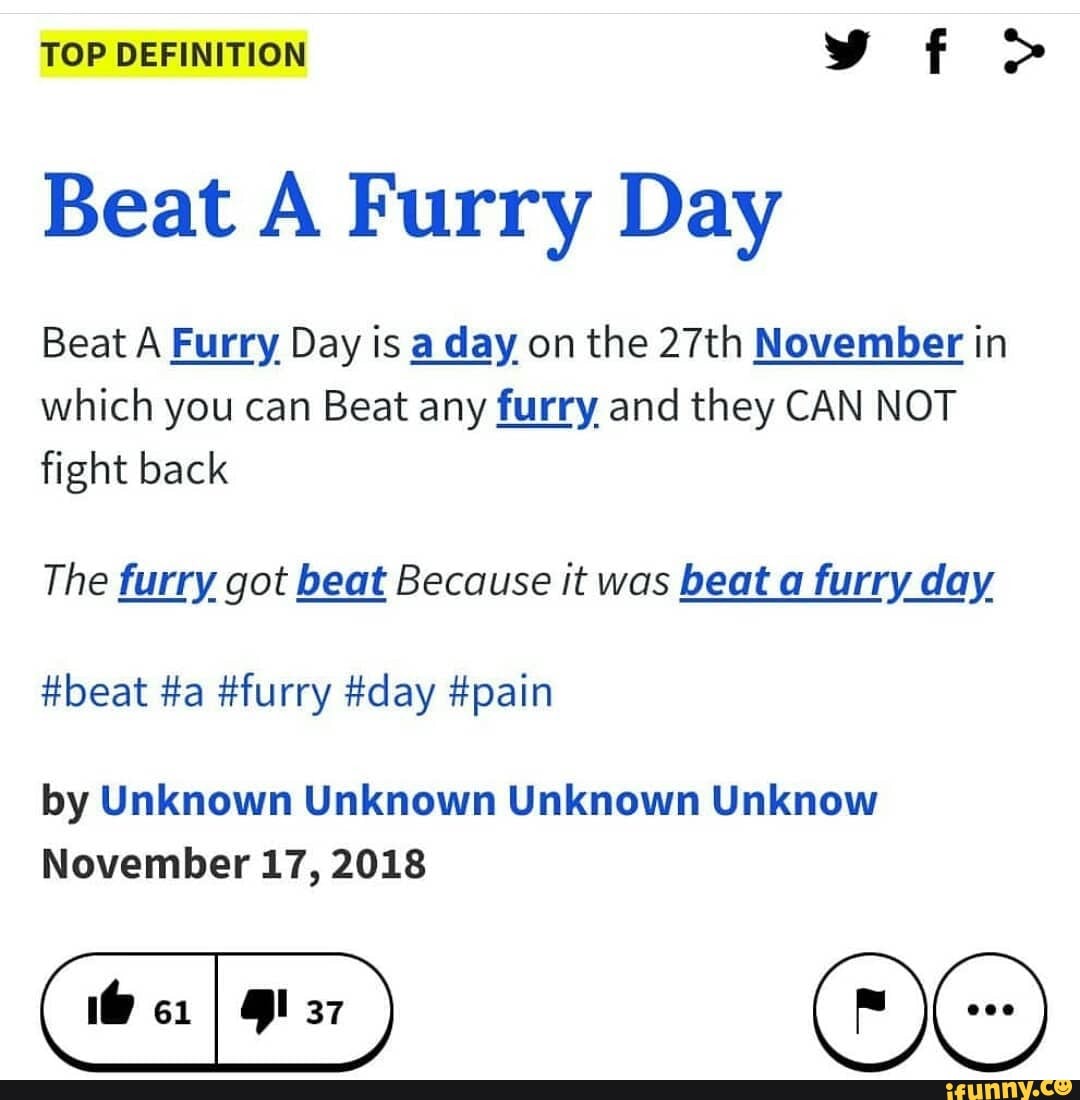 Beat A Furry Day Beat A Furry_ Day is a day_ on the 27th November in ...