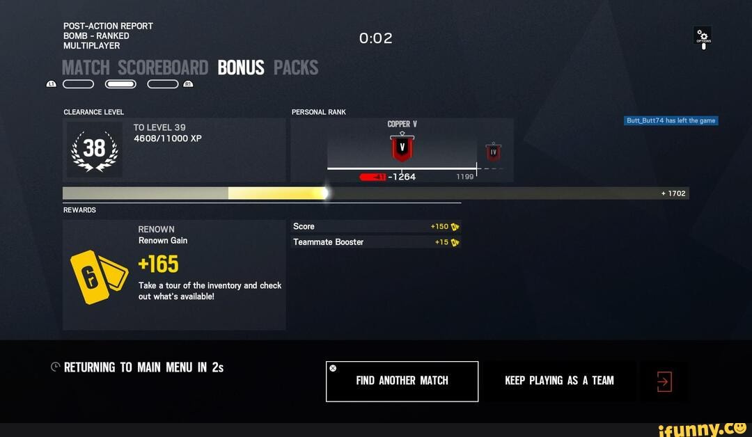 POST-ACTION REPORT BOMB - RANKED MULTIPLAYER BONUS aC) Coa CLEARANCE ...