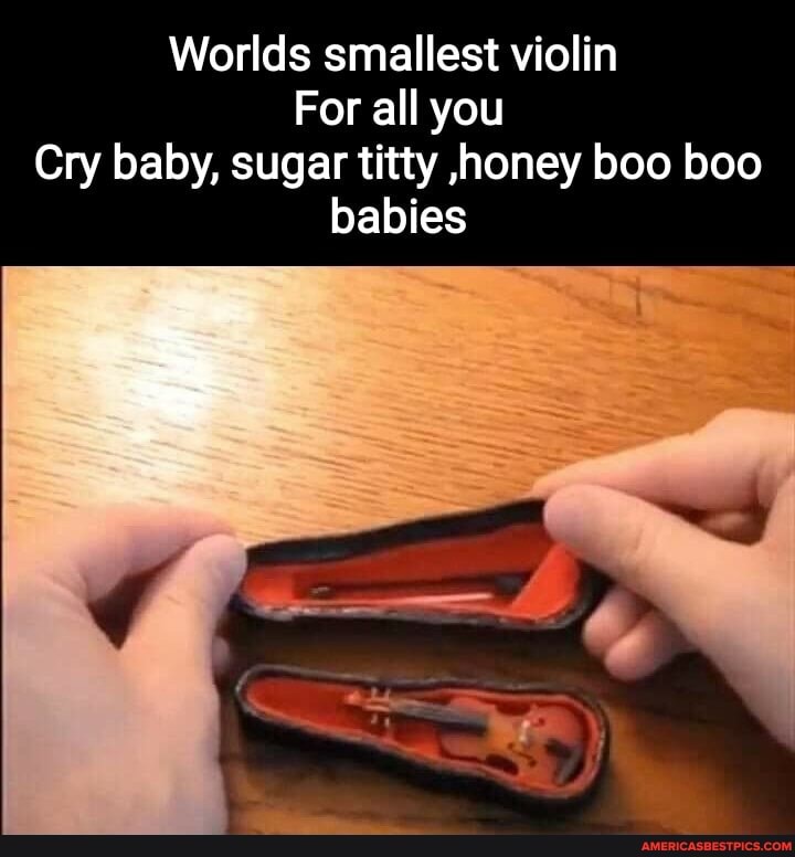 Worlds smallest violin For all you Cry baby, sugar titty honey boo boo ...