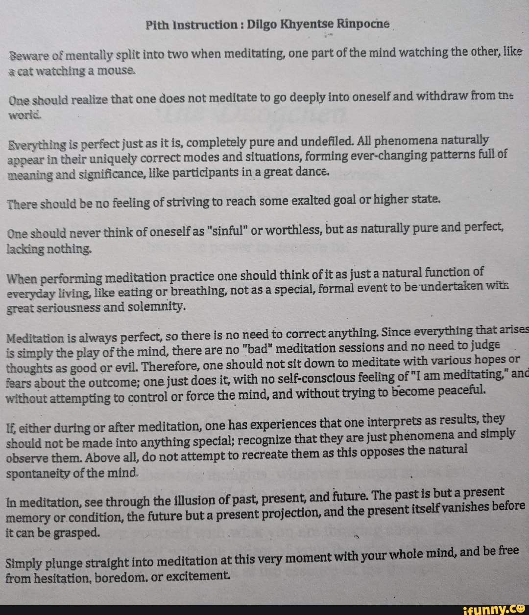 Pith Instruction : Dilgo Khyentse Rinpocne Seware of mentally split ...