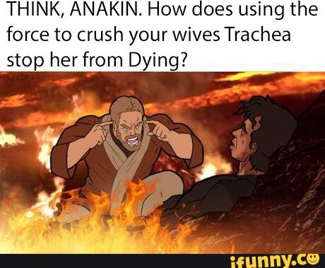 THINK, ANAKIN. How does using the force to crush your wives Trachea ...