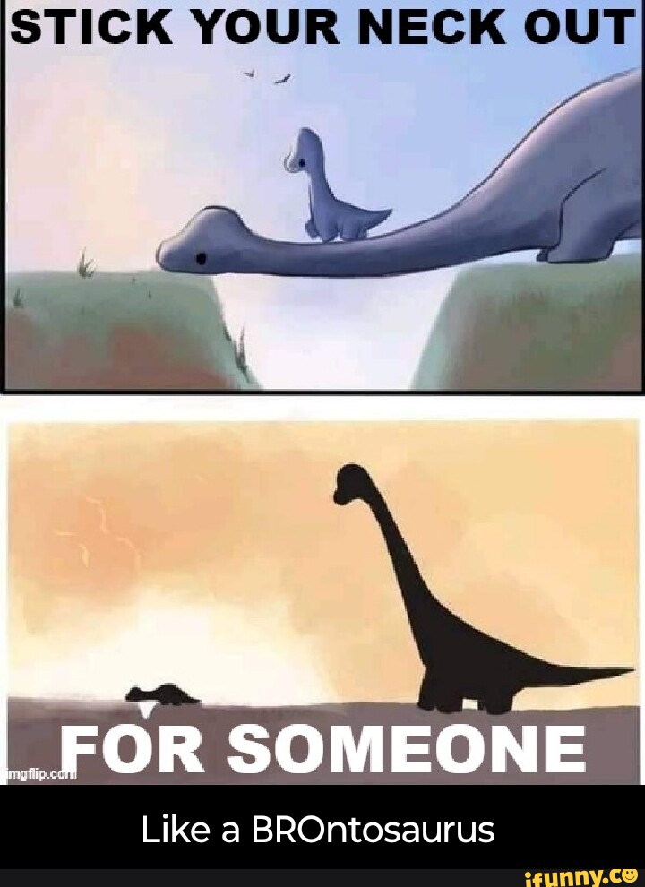 STICK YOUR NECK OUT FOR SOMEONE I Like a BROntosaurus - iFunny