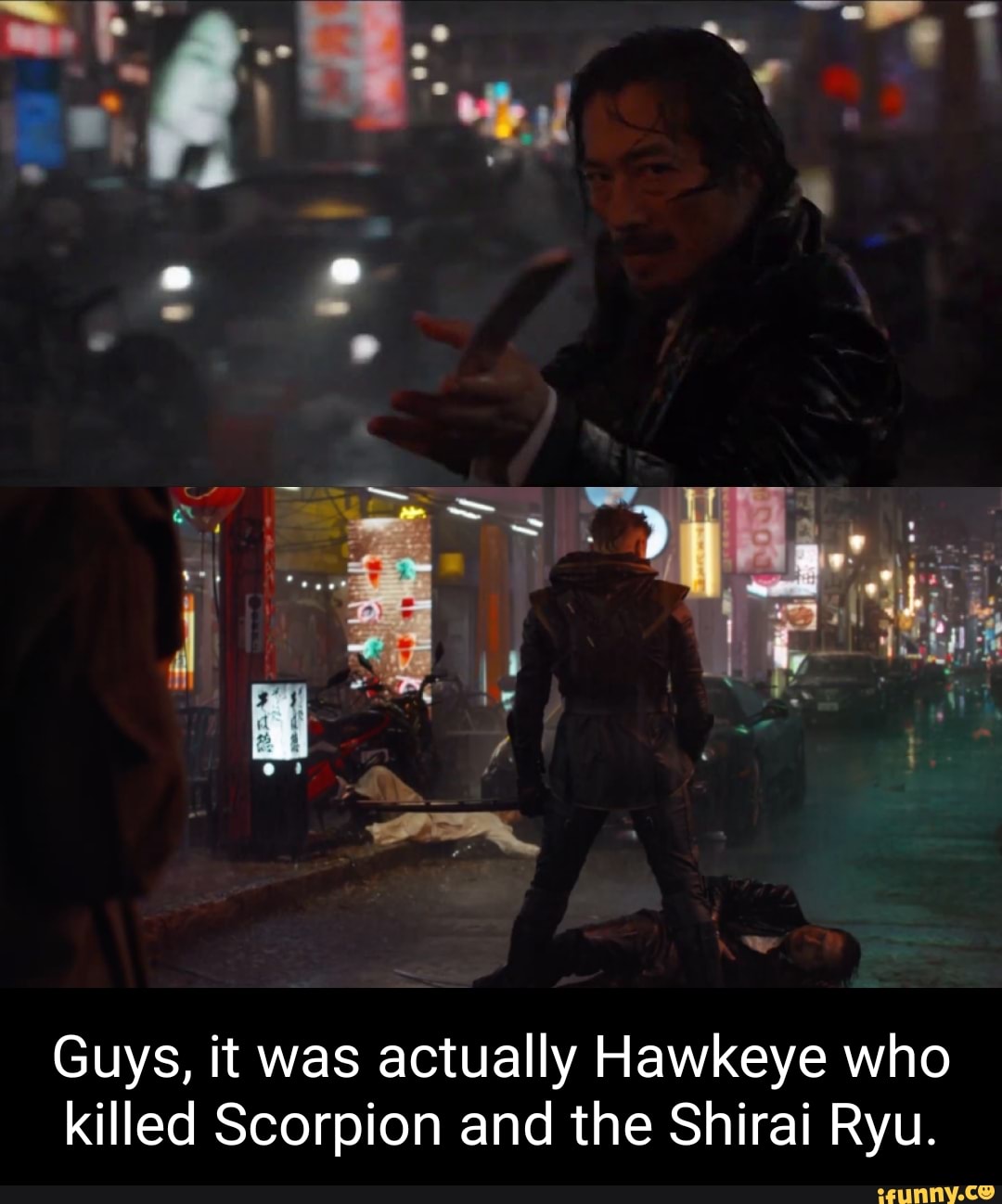 Guys, it was actually Hawkeye who killed Scorpion and the Shirai Ryu ...