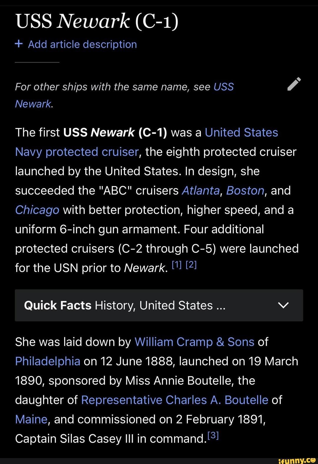 Protected Cruiser C-1 USS Newark - USS Newark + Add article description ...