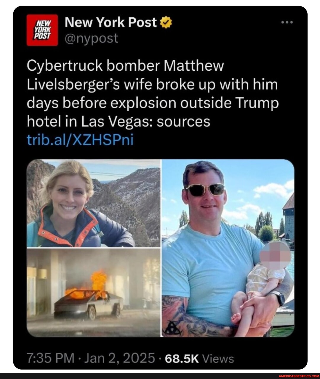 Aw New York Post @nypost Cybertruck bomber Matthew Livelsberger's wife broke up with him days ...