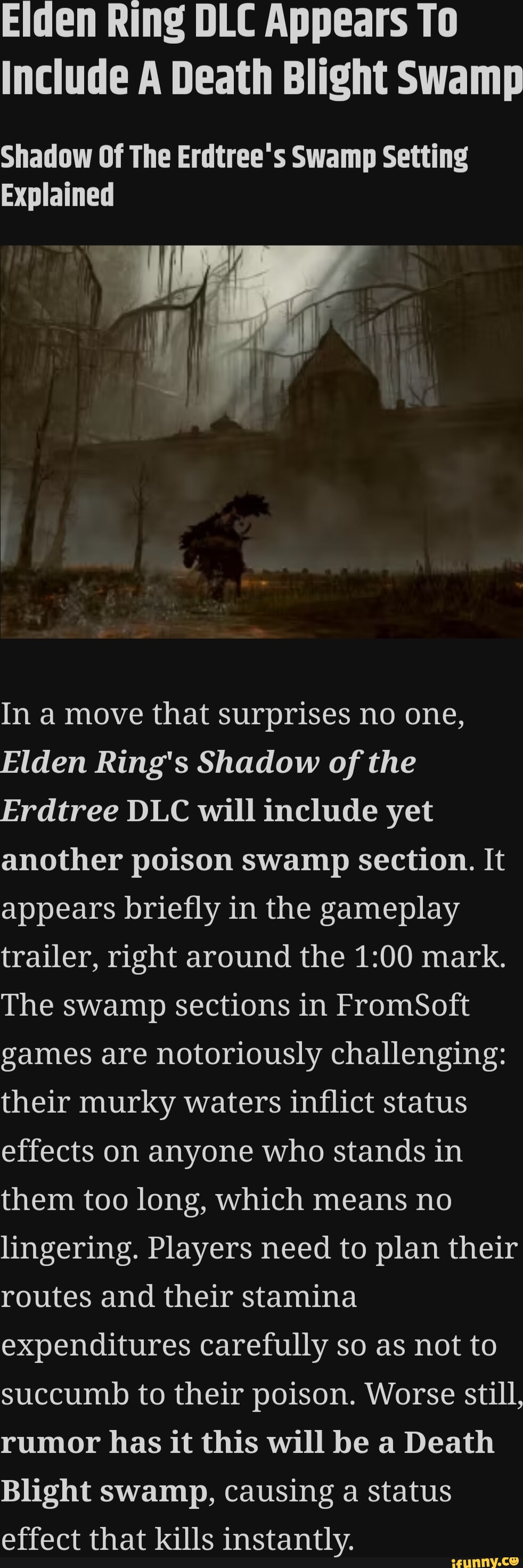 Elden Ring DLC Appears To Include A Death Blight Swamp Shadow Of The ...