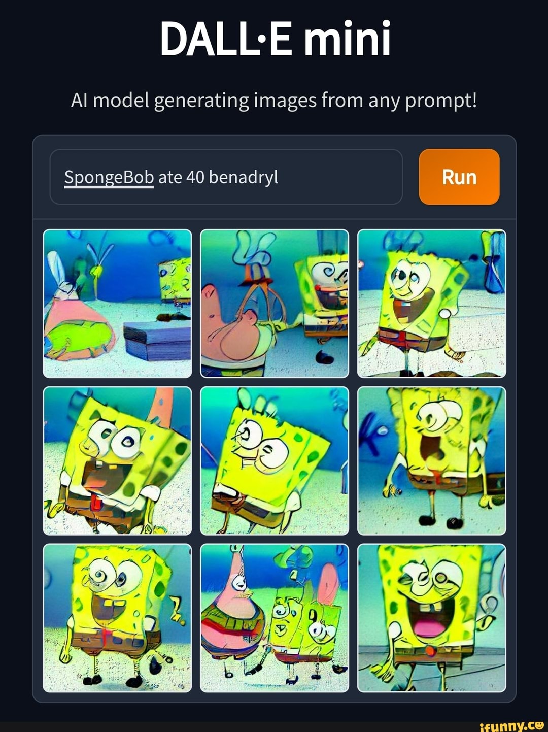 Mini Al model generating images from any prompt! SpongeBob ate 40 ...