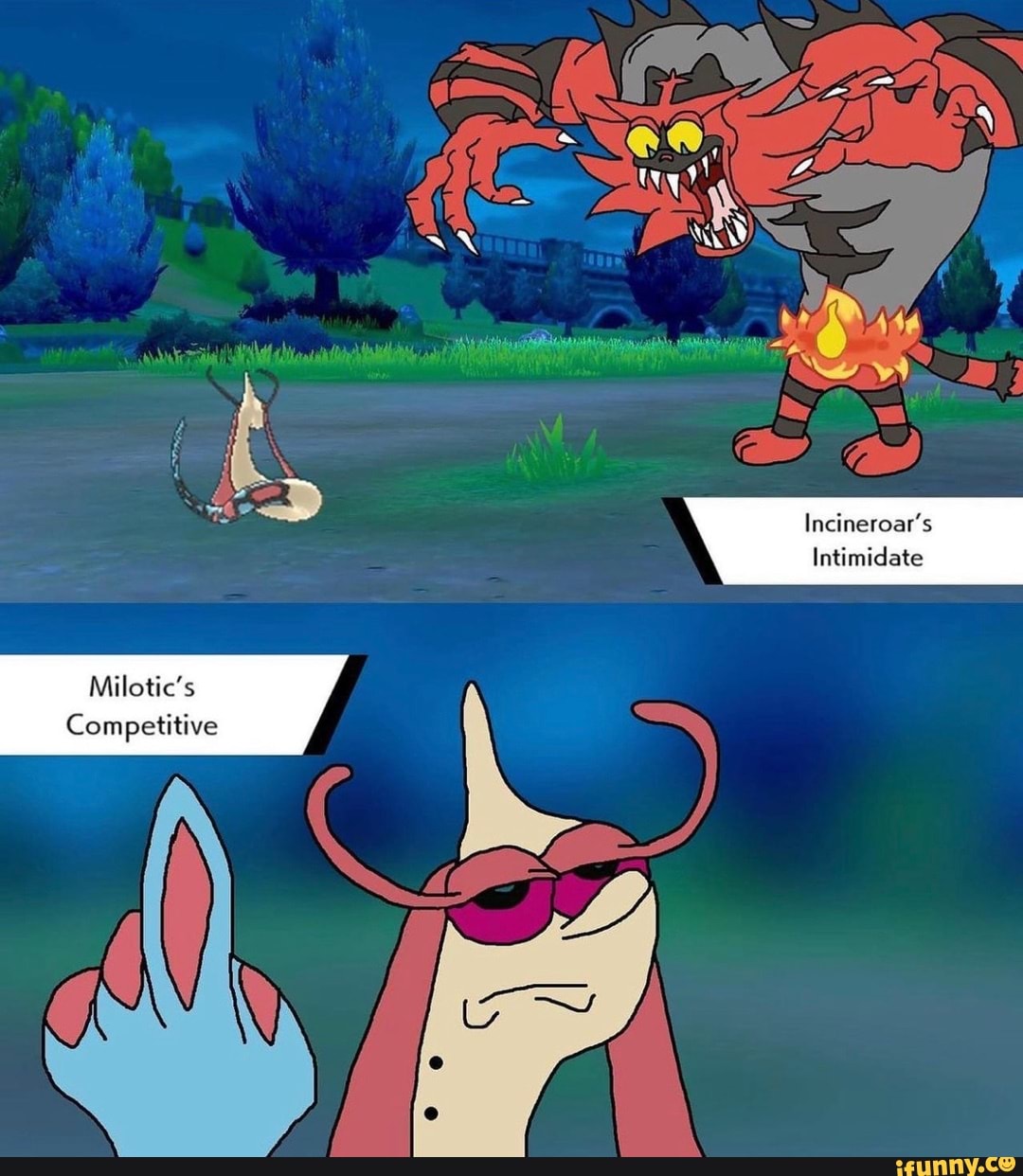 Incineroar's Intimidate Milotic's Competitive - iFunny