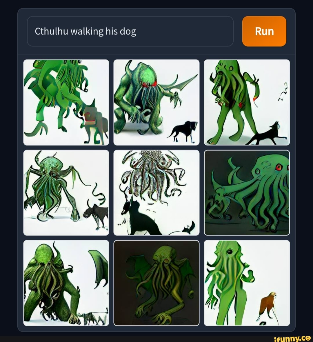 Cthulhu walking his dog Run - iFunny