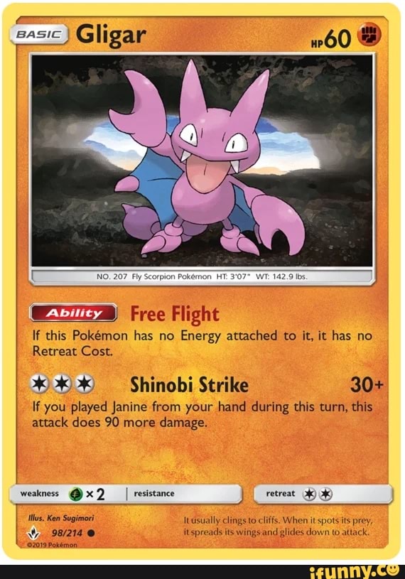 Easic) Gligar 60 NO, 207 Fly Scorpion Pokemon _HT Ability Free Flight ...