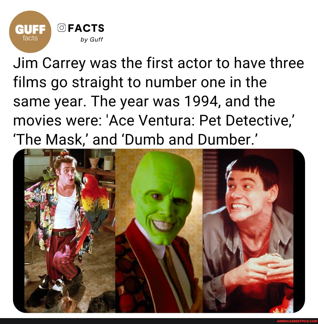 FACTS facts by Guff Jim Carrey was the first actor to have three films ...