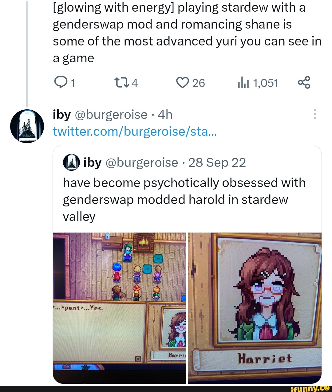 (glowing with energy] playing stardew with a genderswap mod and ...