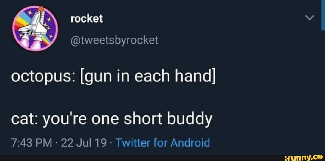 Octopus: [gun in each hand] cat: you're one short buddy 7:43 PM ~ 22 ...