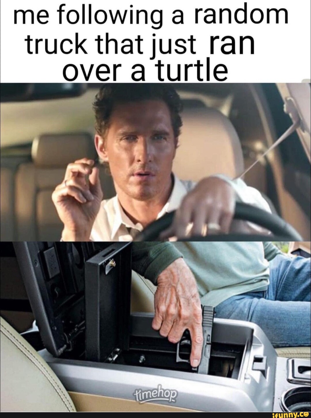 Dom me following a ran truck that just ran over turtle - iFunny