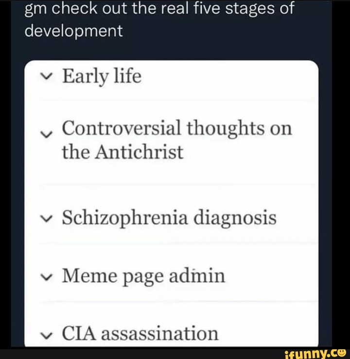 Gm check out the real five stages of development v Early life ...