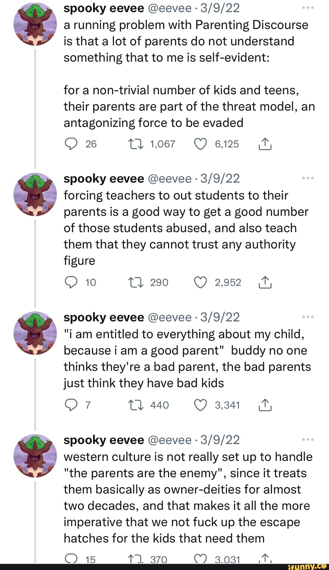 Spooky eevee @eevee a running problem with Parenting Discourse is that ...