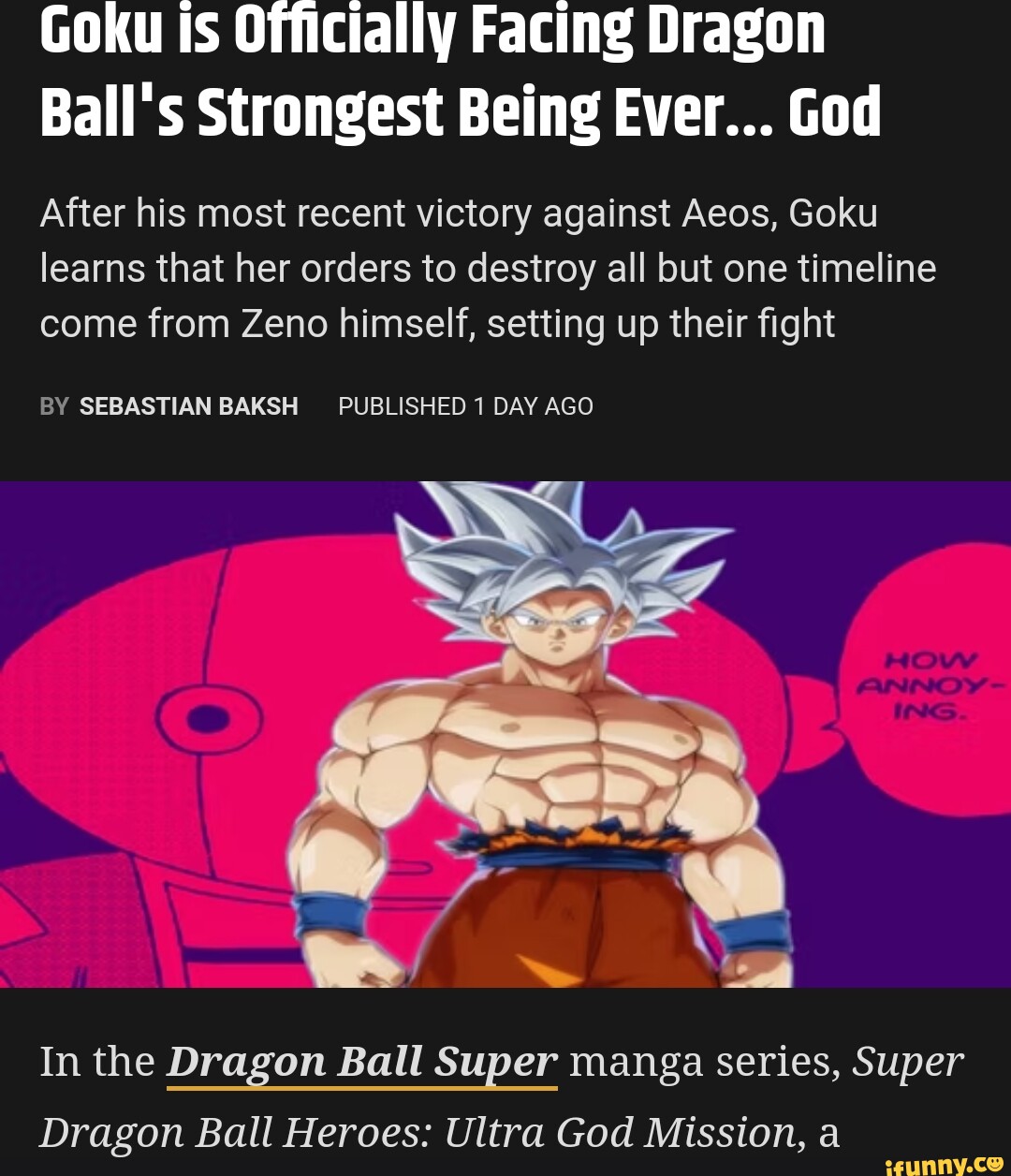 Goku IS Officially Facing Dragon Ball's Strongest Being Ever... God ...