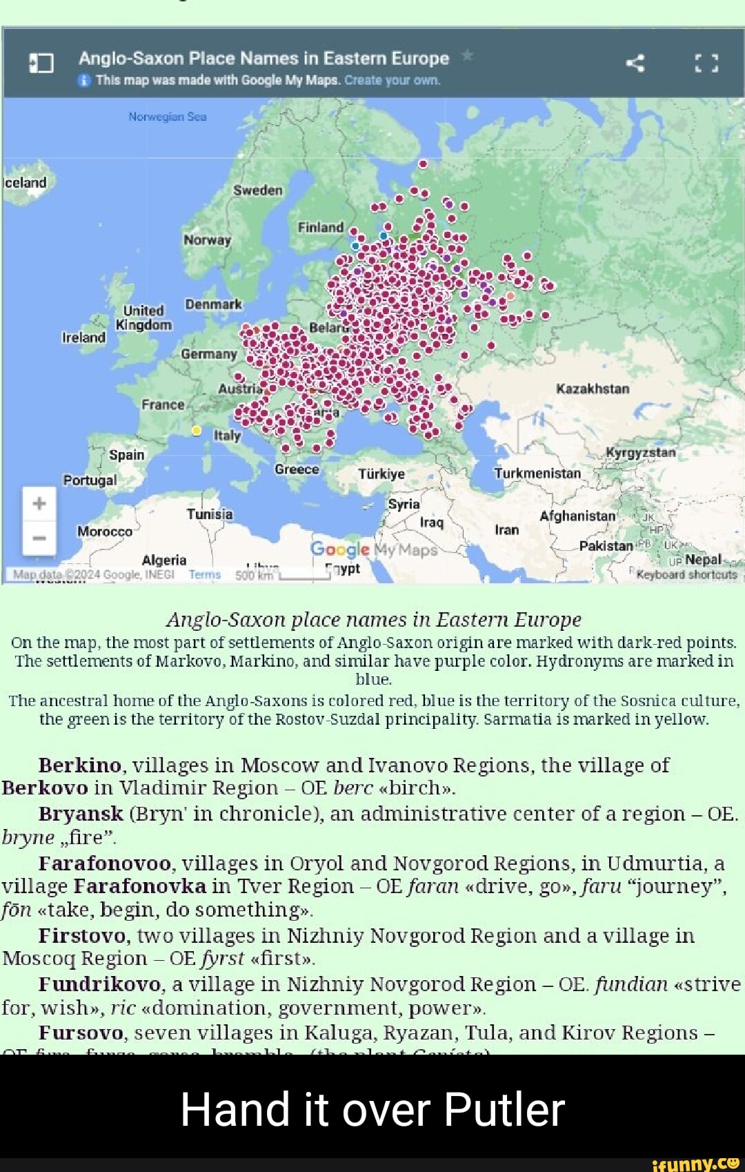 Anglo-Saxon Place Names in Eastern Europe This map was made with Google ...