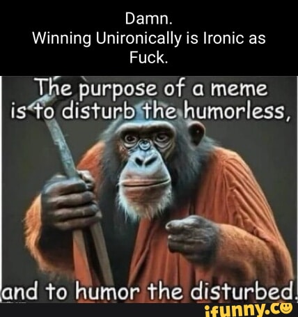 Damn. Winning Unironically is Ironic as Fuck. The pose of a meme and to ...