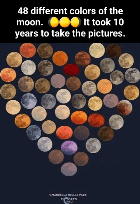 48 different colors of the moon. It took 10 years to take the pictures ...