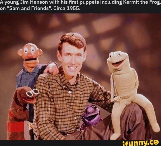 A young Jim henson with his first puppets including Kermit the Frog, on ...