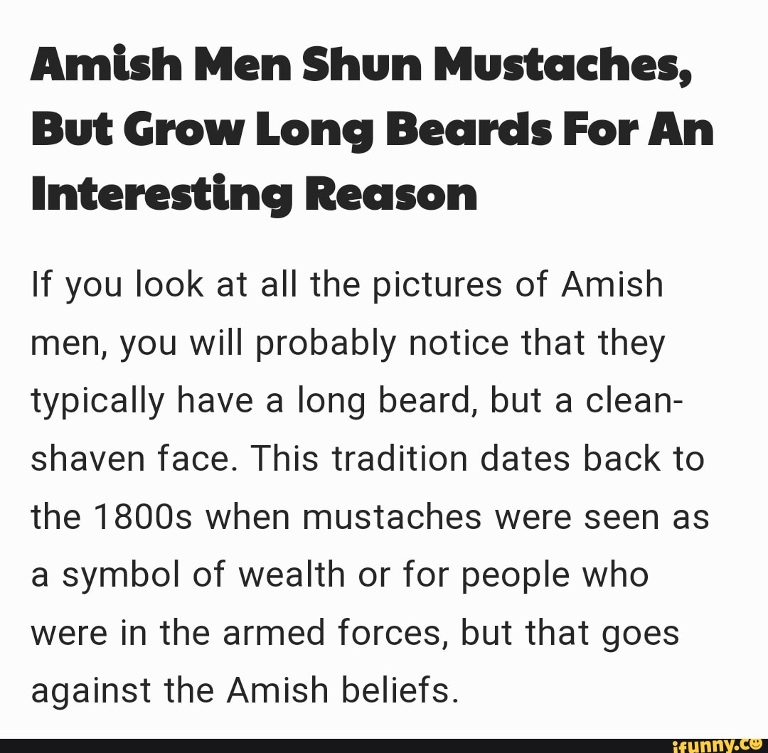 Amish Men Shun Mustaches, But Grow Long Beards For An Interesting ...
