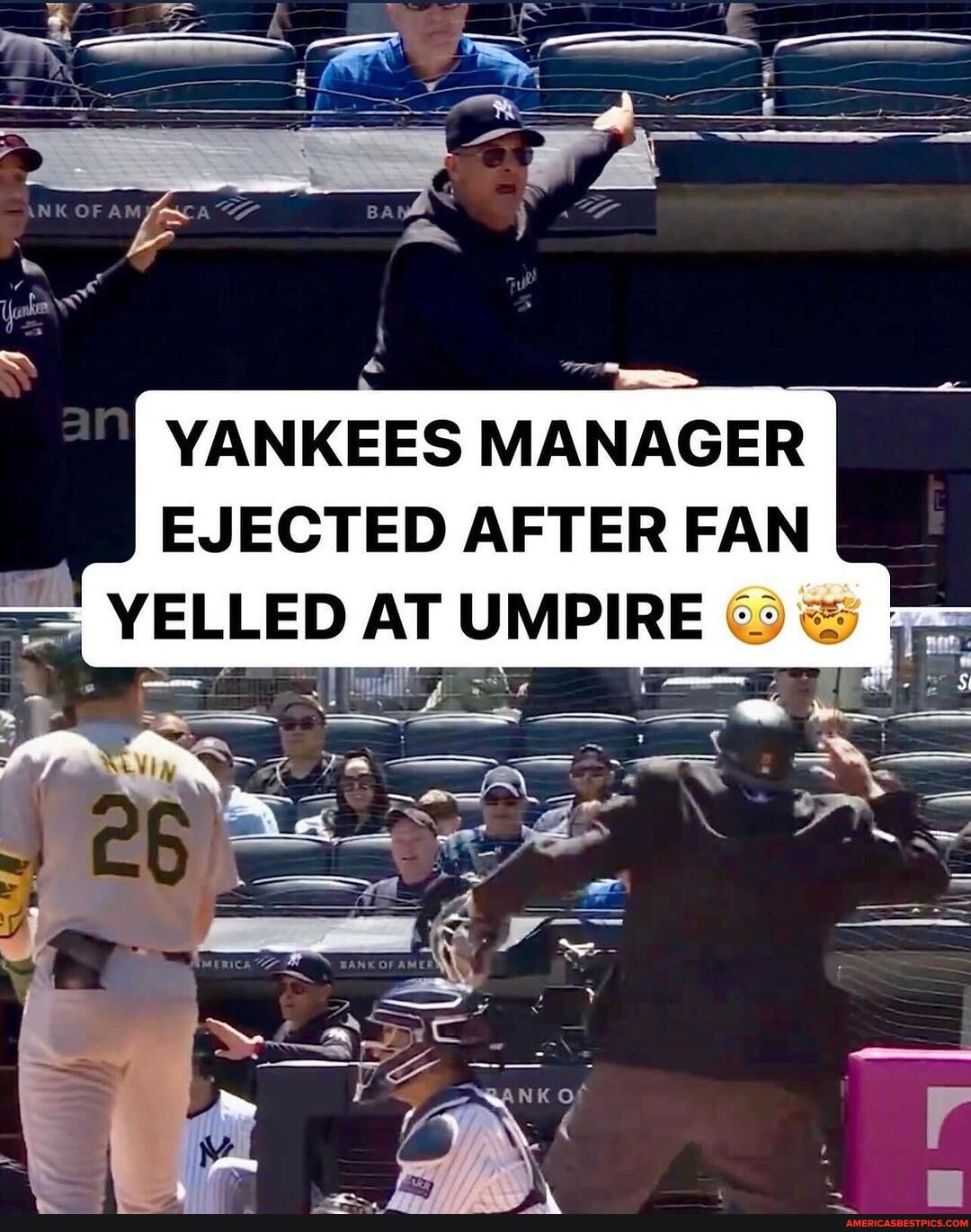 Yankees manager Aaron Boone was ejected from the game but claims he ...