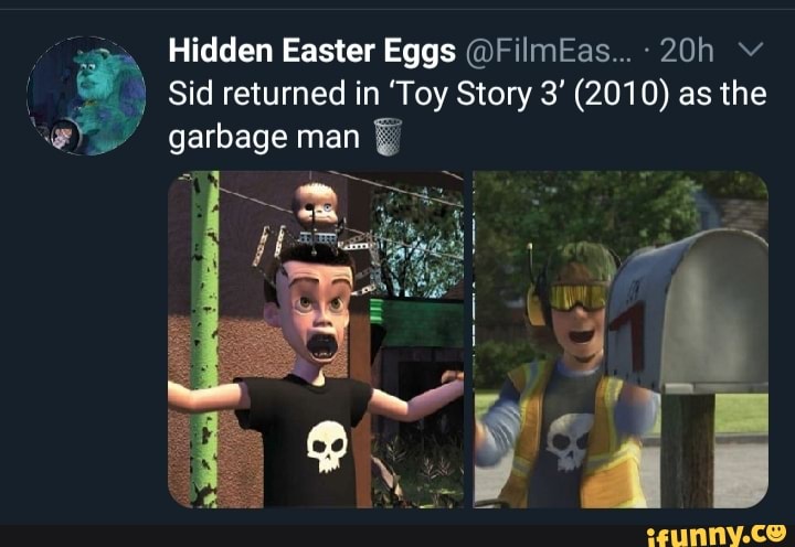 Hidden Easter Eggs @FilmEas...- 20h v I SM Sid returned in Toy Story 3 ...