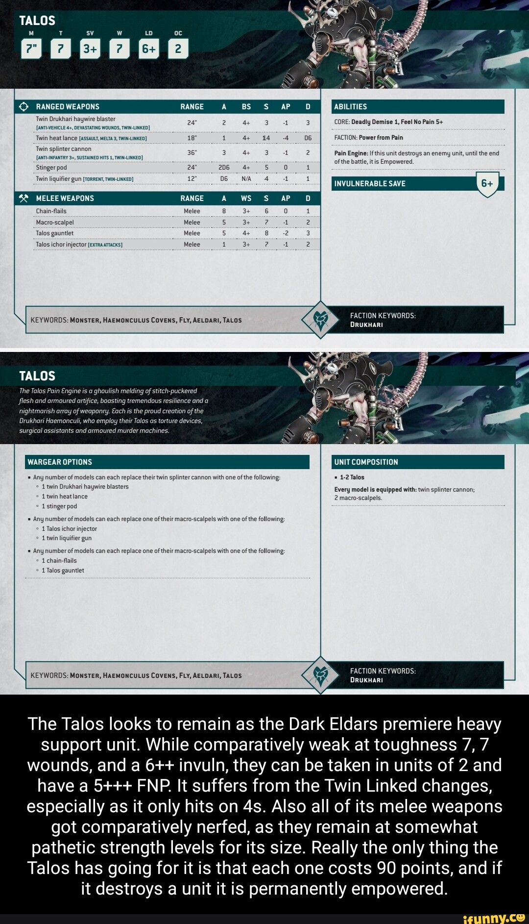 TALOS RANGED WEAPONS RANGE BS ABILITIES Twin Drukhati haywire blaster ...