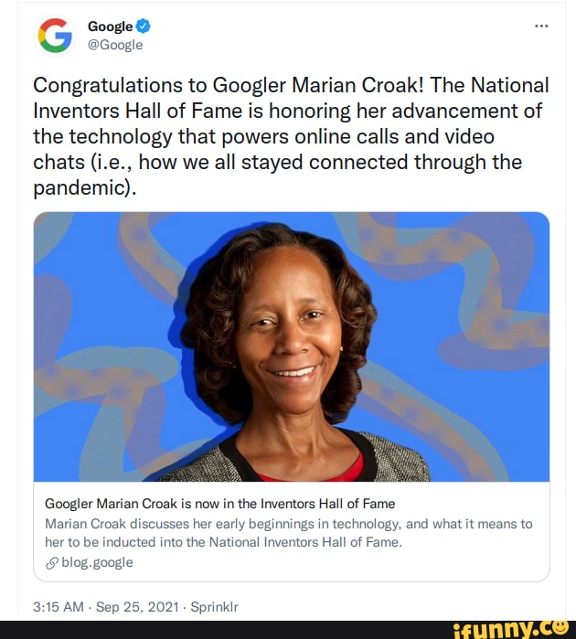 Google Google Congratulations to Googler Marian Croak! The National ...