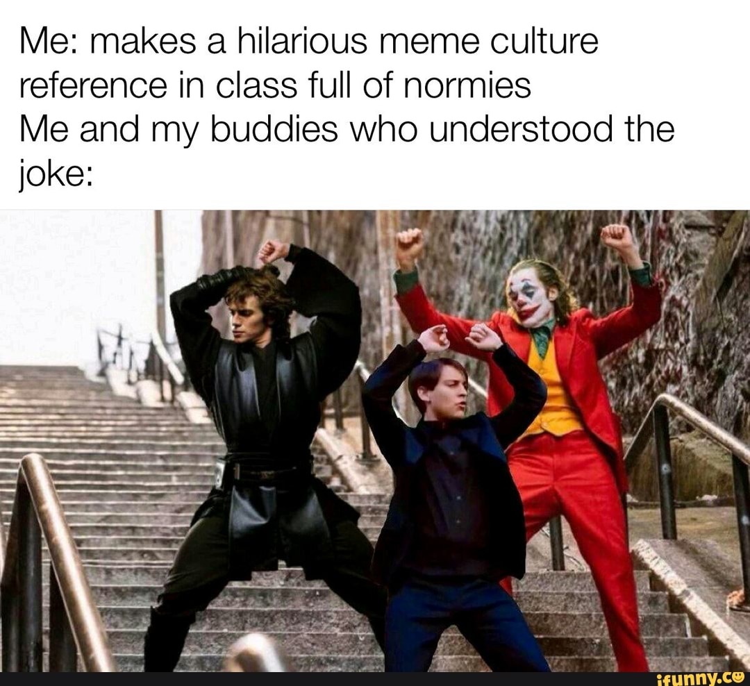 Me: makes a hilarious meme culture reference in Class full of normies ...