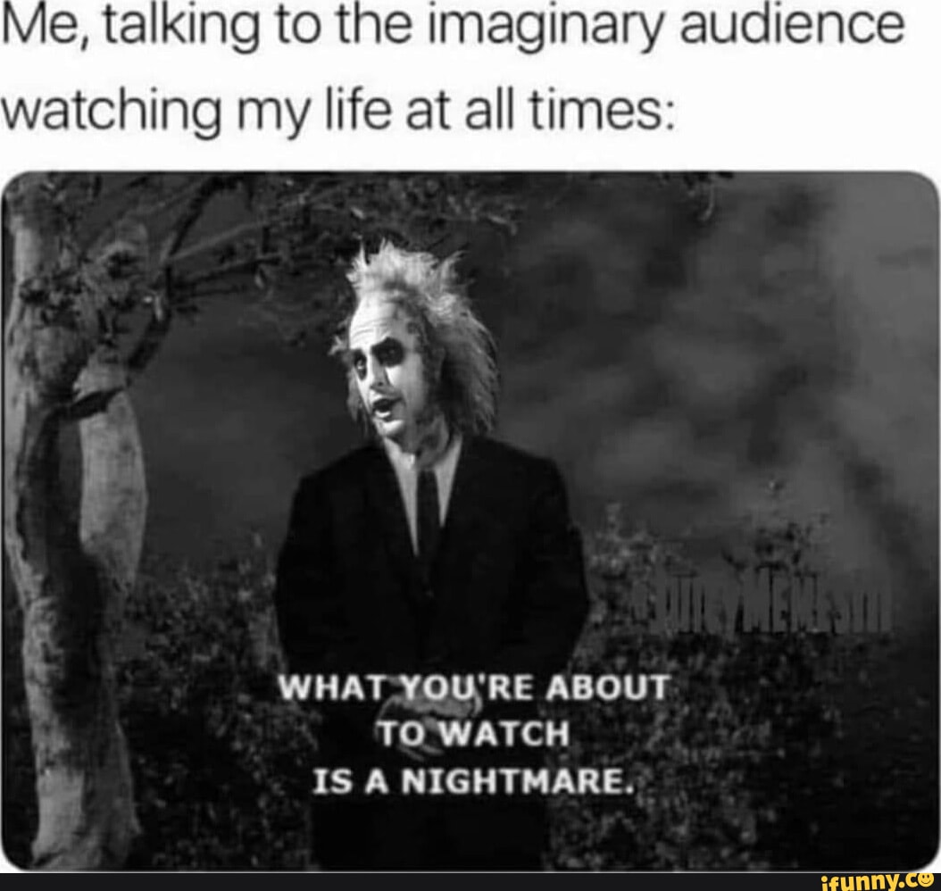 Me, talking to the imaginary audience watching my life at all times ...