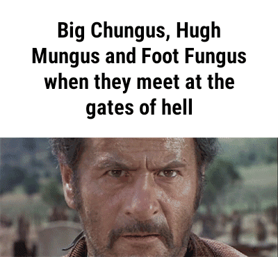Big Chungus, Hugh Mungus and Foot Fungus when they meet at the gates of ...