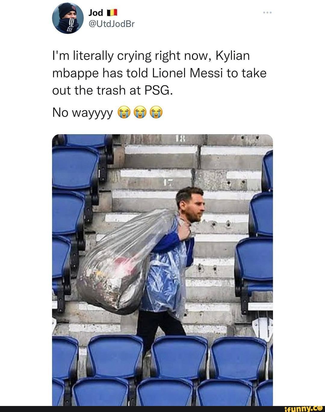 1.0 I'm literally crying right now, Kylian mbappe has told Lionel Messi ...