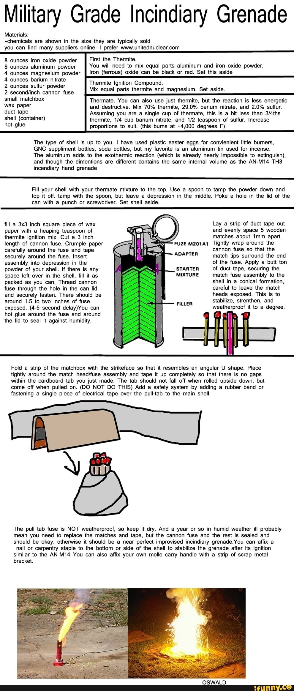 Military Grade Incindiary Grenade Materials: «chemicals are shown in ...